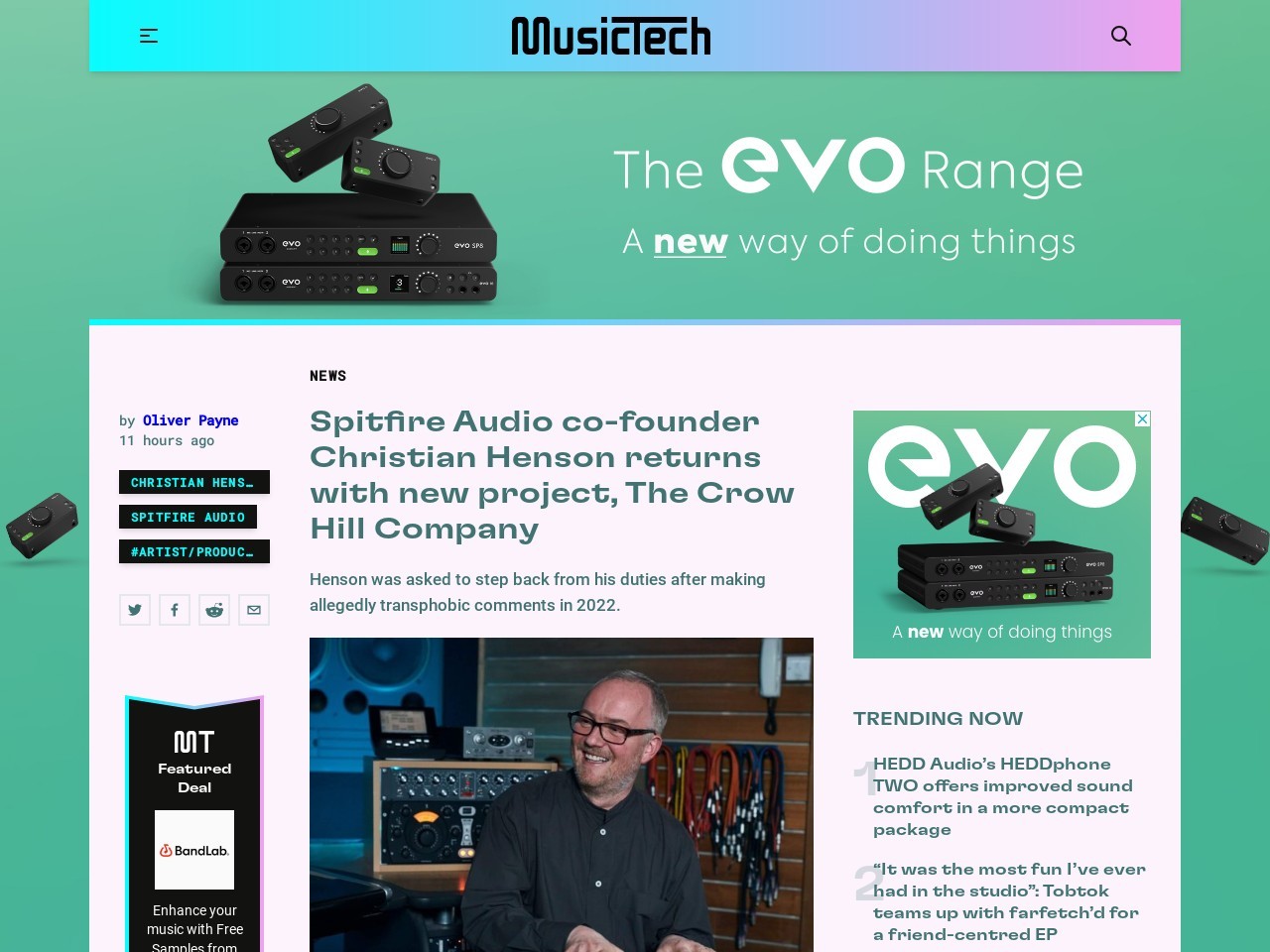 元Spitfire AudioのChristian Hensonが新事業を立ち上げ - makou's peephole